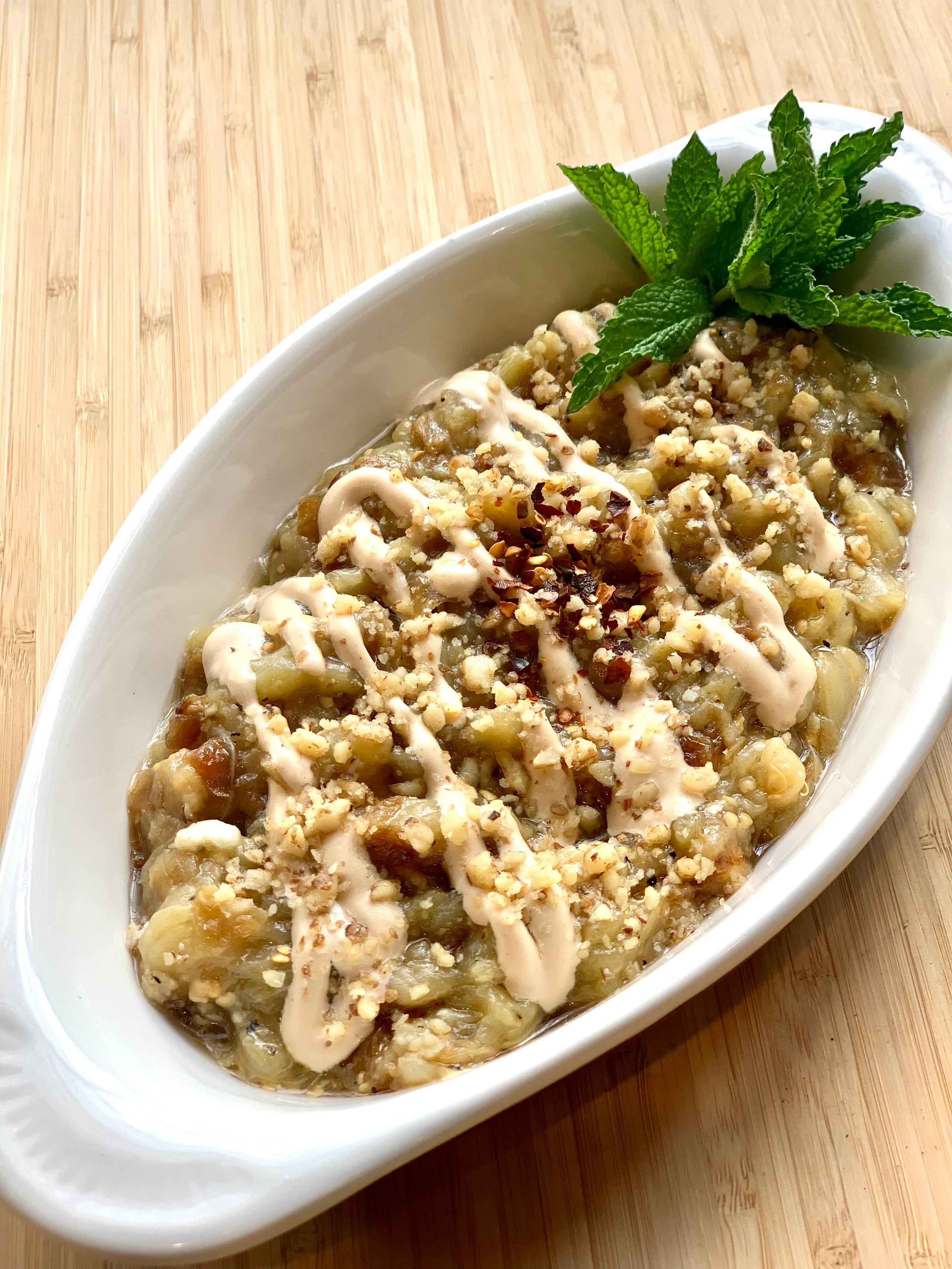 Kashk-e-Bademjan - grilled eggplant, caramelized onion, garlic, mint ...